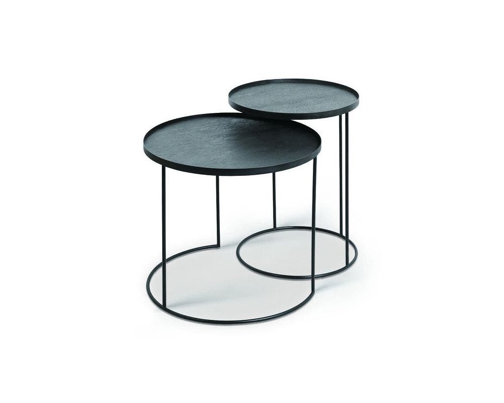 Ethnicraft Round Tray Side Table Set
