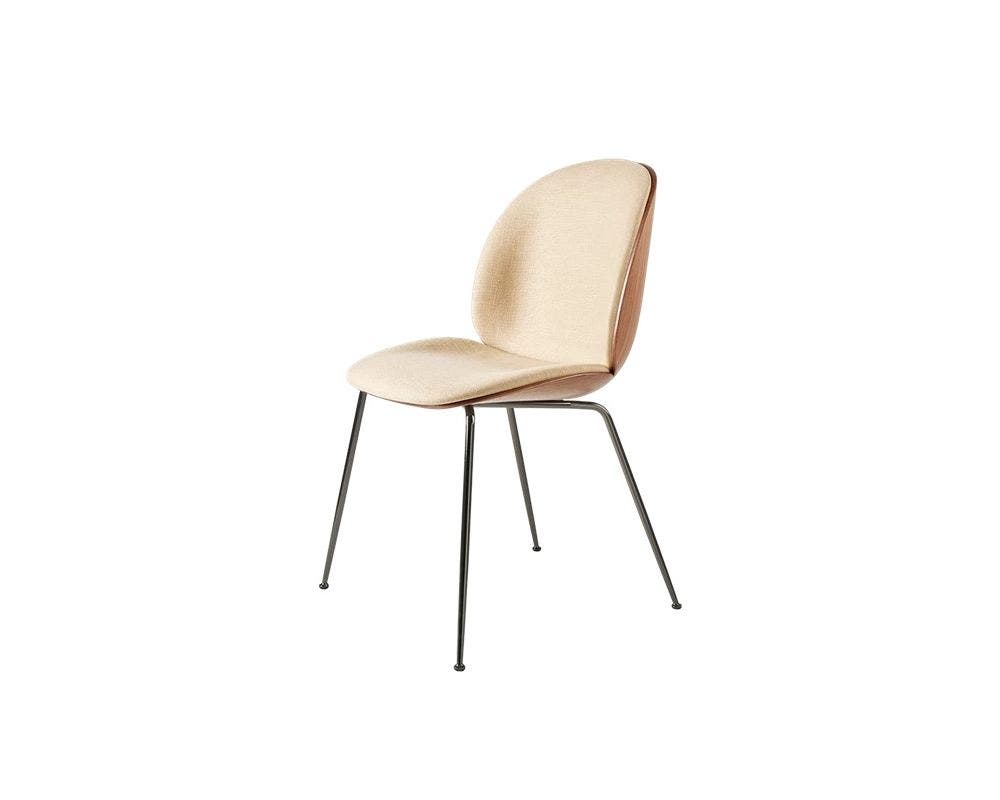GUBI Beetle Conic Base Dining Chair - Veneer Shell - Front Upholstered